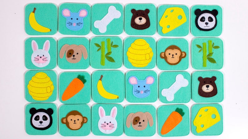 Animals Memory Game and Matching Card Game for Toddlers Felt - Etsy