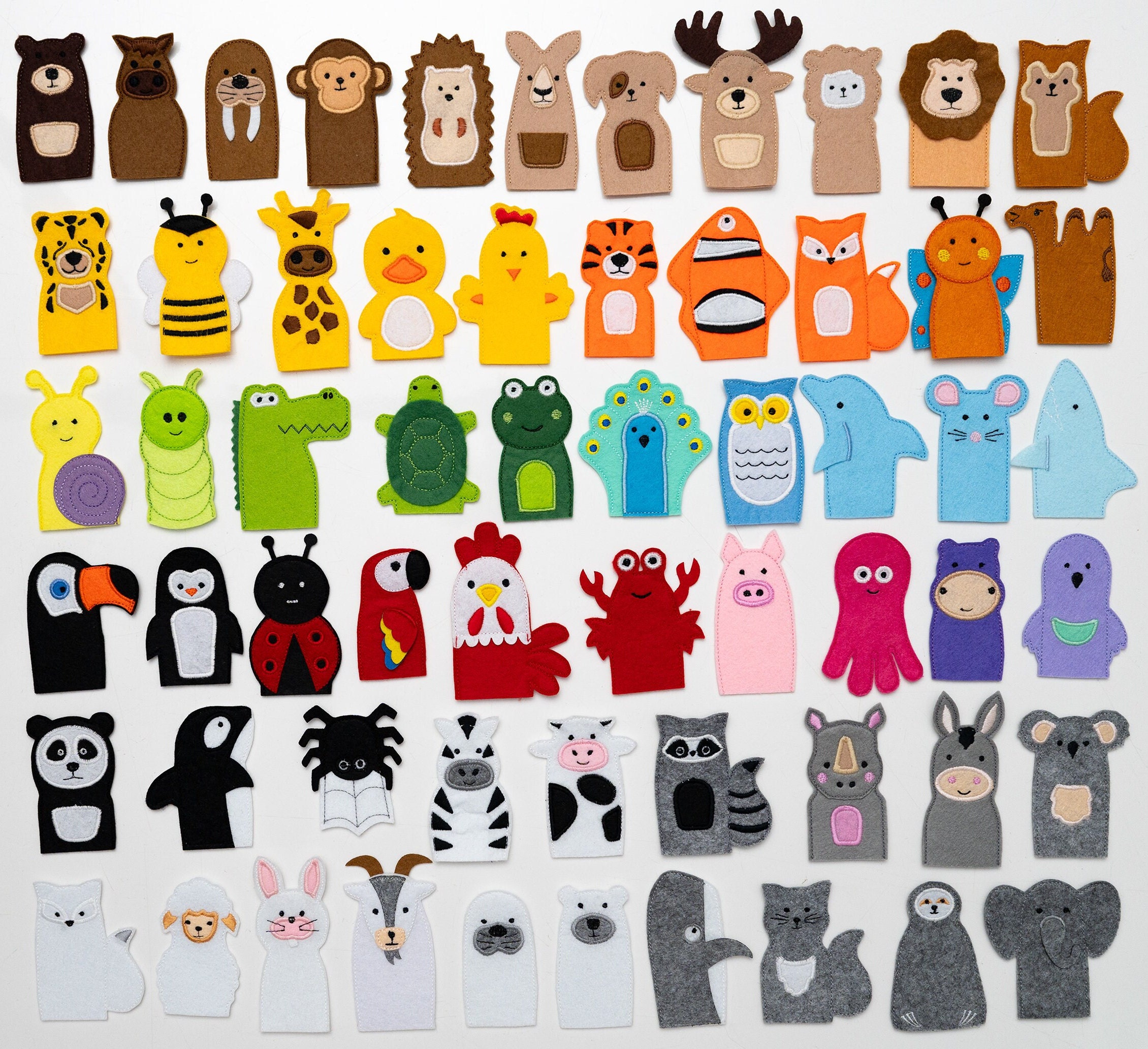 Make Your Own Felt Finger Puppets Set, Animal Puppets, Educational ...