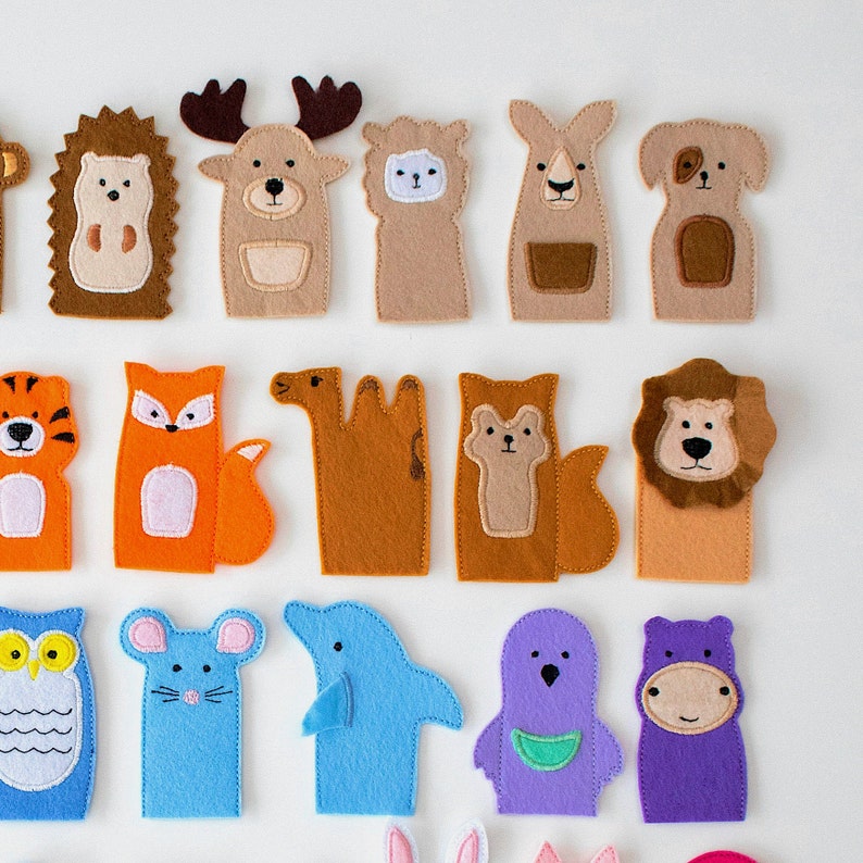 Make Your Own Felt Finger Puppets Set Animal Puppets - Etsy
