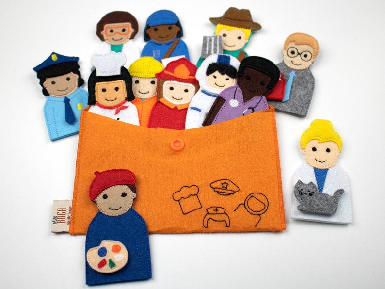 Felt Finger Puppets Set - Occupations Career Dress-up, Educational Toys ...