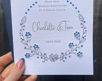 65th Wedding Anniversary Card Mum and Dad, Personalised Blue Sapphire Wedding Anniversary Card ...