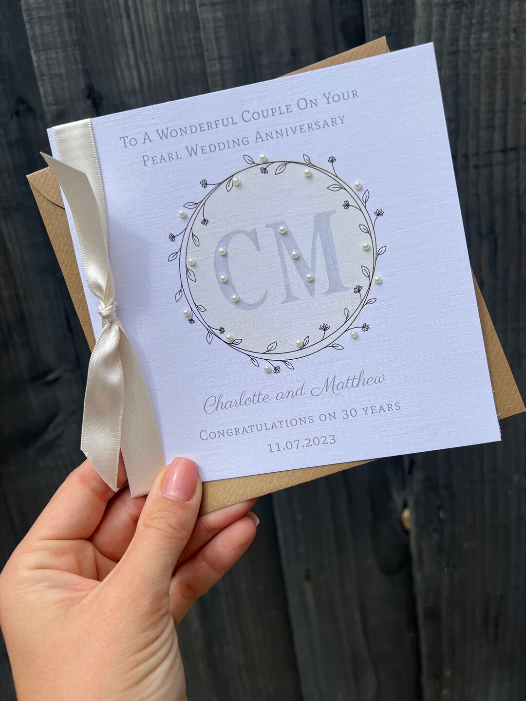 Personalised Handmade Pearl Wedding Anniversary Card, Special Couple - Etsy