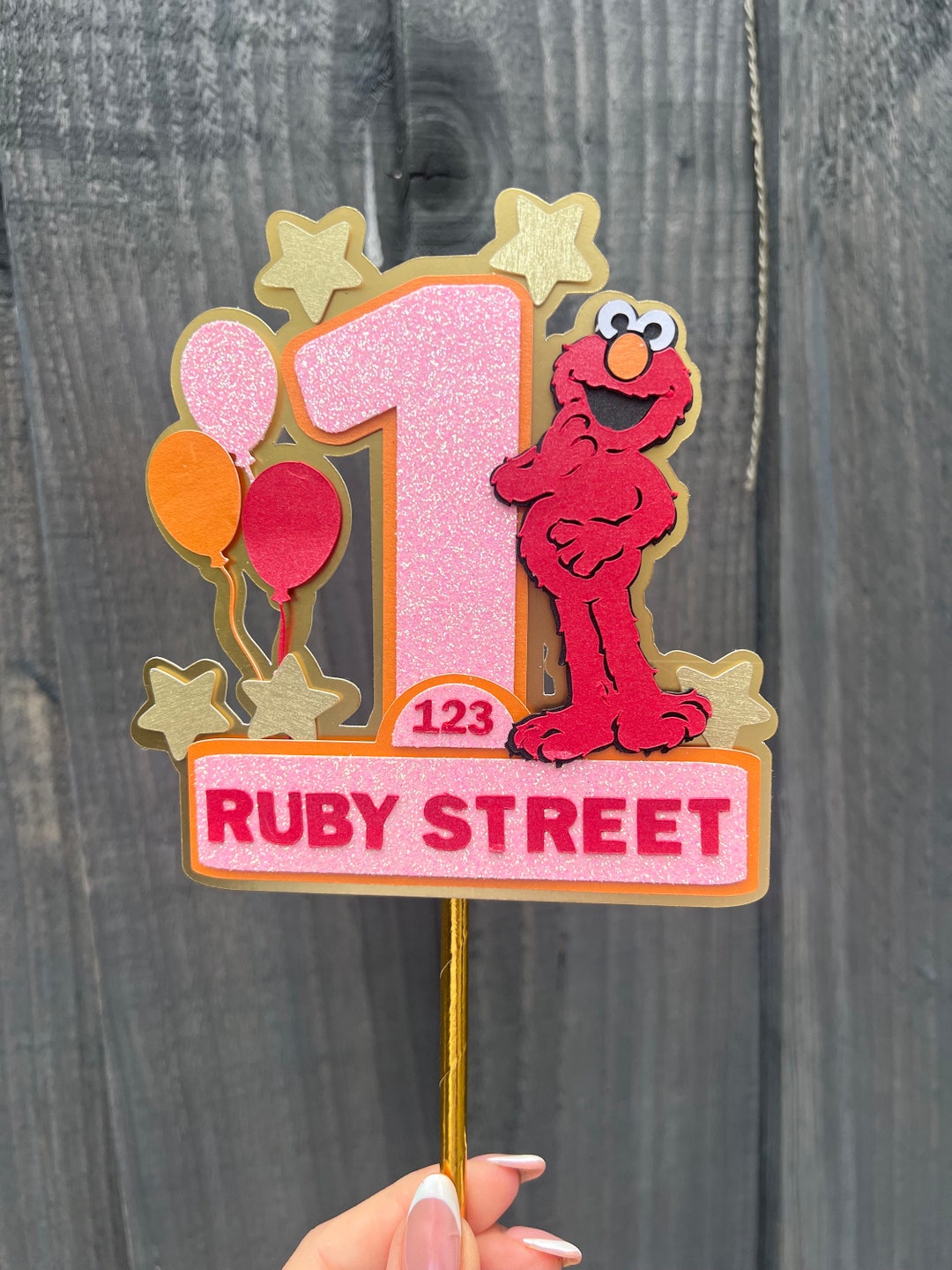 Personalised Birthday Topper, ANY Age, ANY Name, Red Monster, Birthday ...