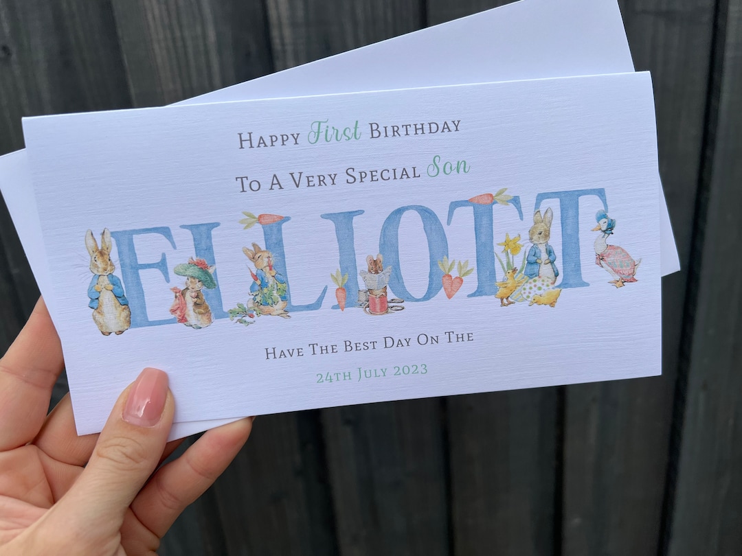 Peter Rabbit Themed Birthday Card. Personalised Handmade, Daughter, Son ...