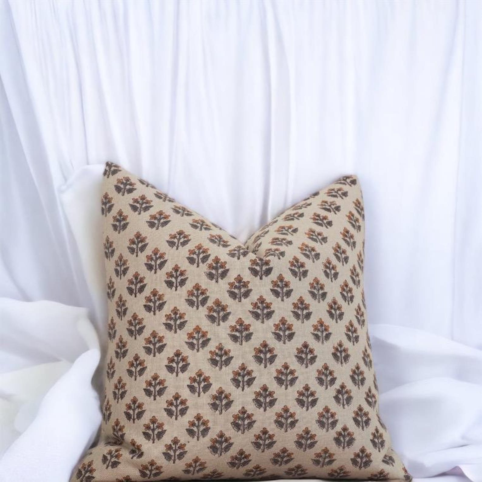 HAMMIRA ||block Print Linen Pillow Cover, /natural Linen / Stripes ...
