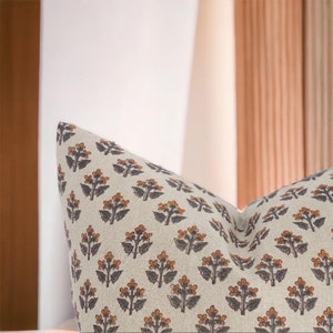 HAMMIRA ||block Print Linen Pillow Cover, /natural Linen / Stripes ...
