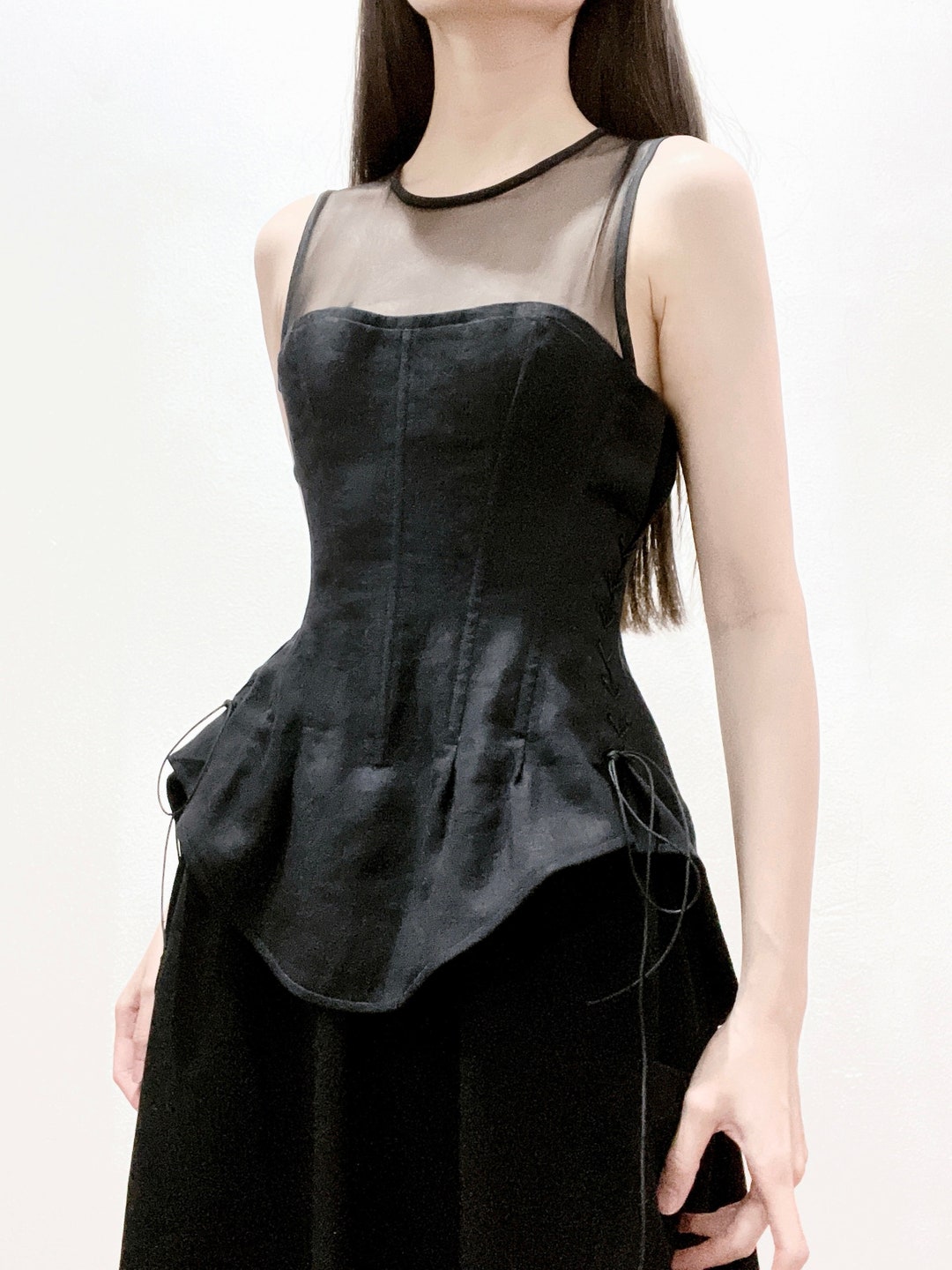High Low Linen Bodice Corset Top - Etsy