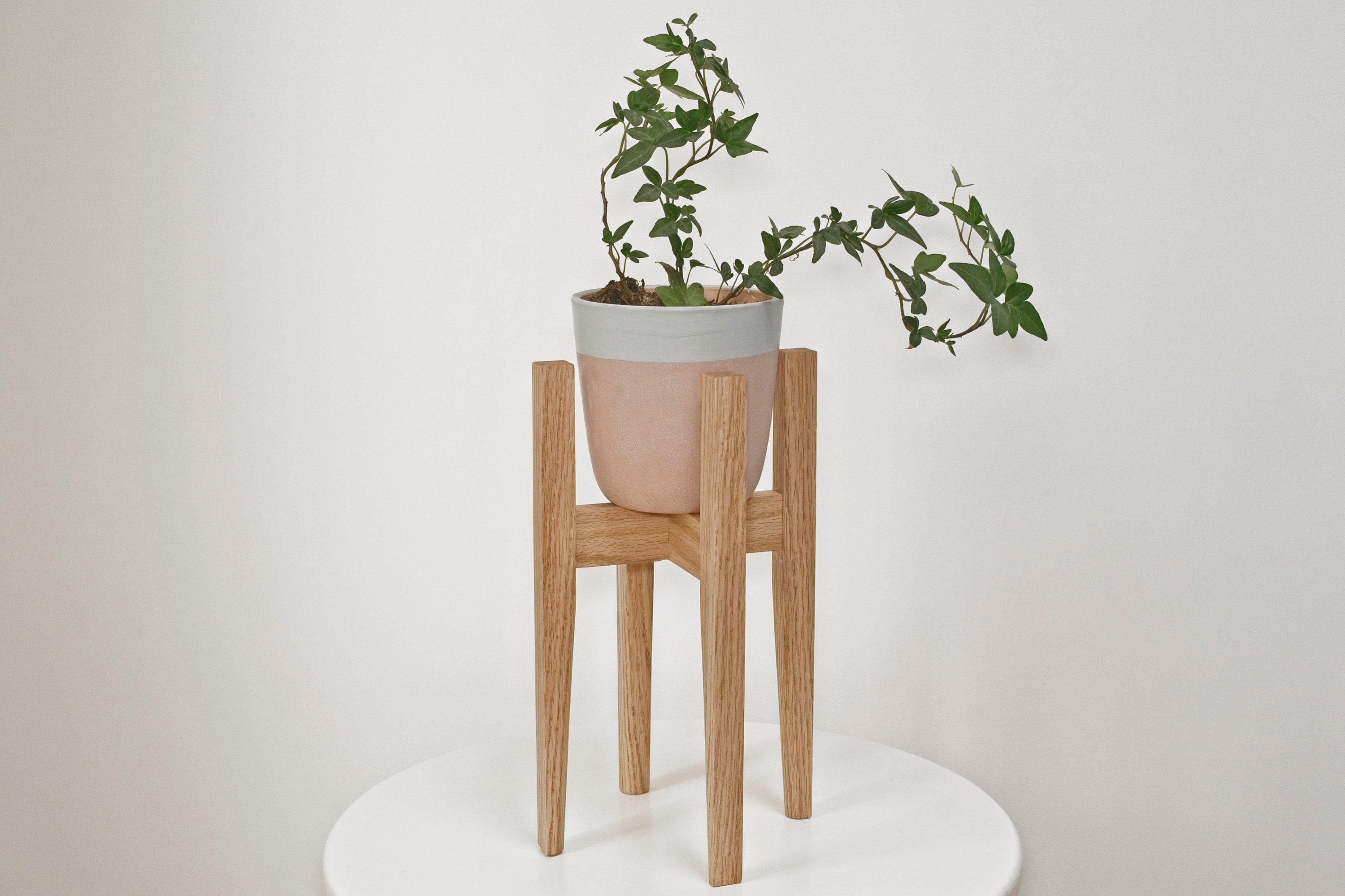 Oak Plant Stand Scandinavian Planter Mid Century Plant Pot Holder ...