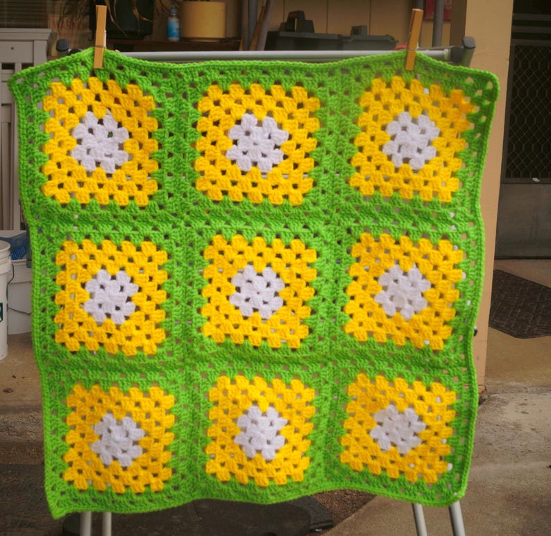 Granny Square Baby Blanket Set Handmade Crochet Gift for Newborn or ...