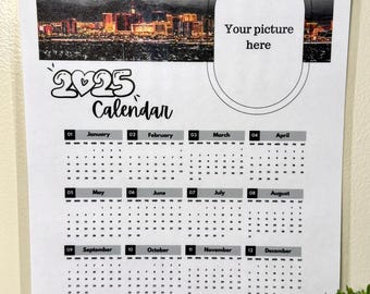 2025 Yearly Custom Family Photo Calendar, Laminated Year at a Glance ...