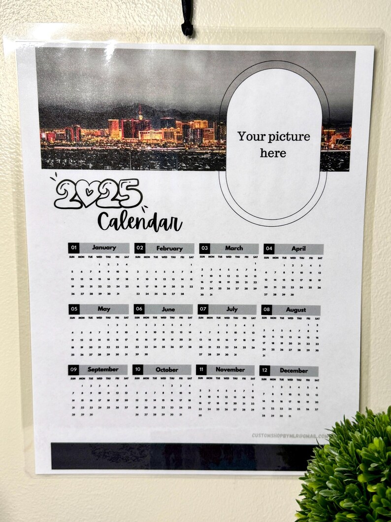 2025 Yearly Custom Photo Calendar, Laminated | Year at a Glance ...