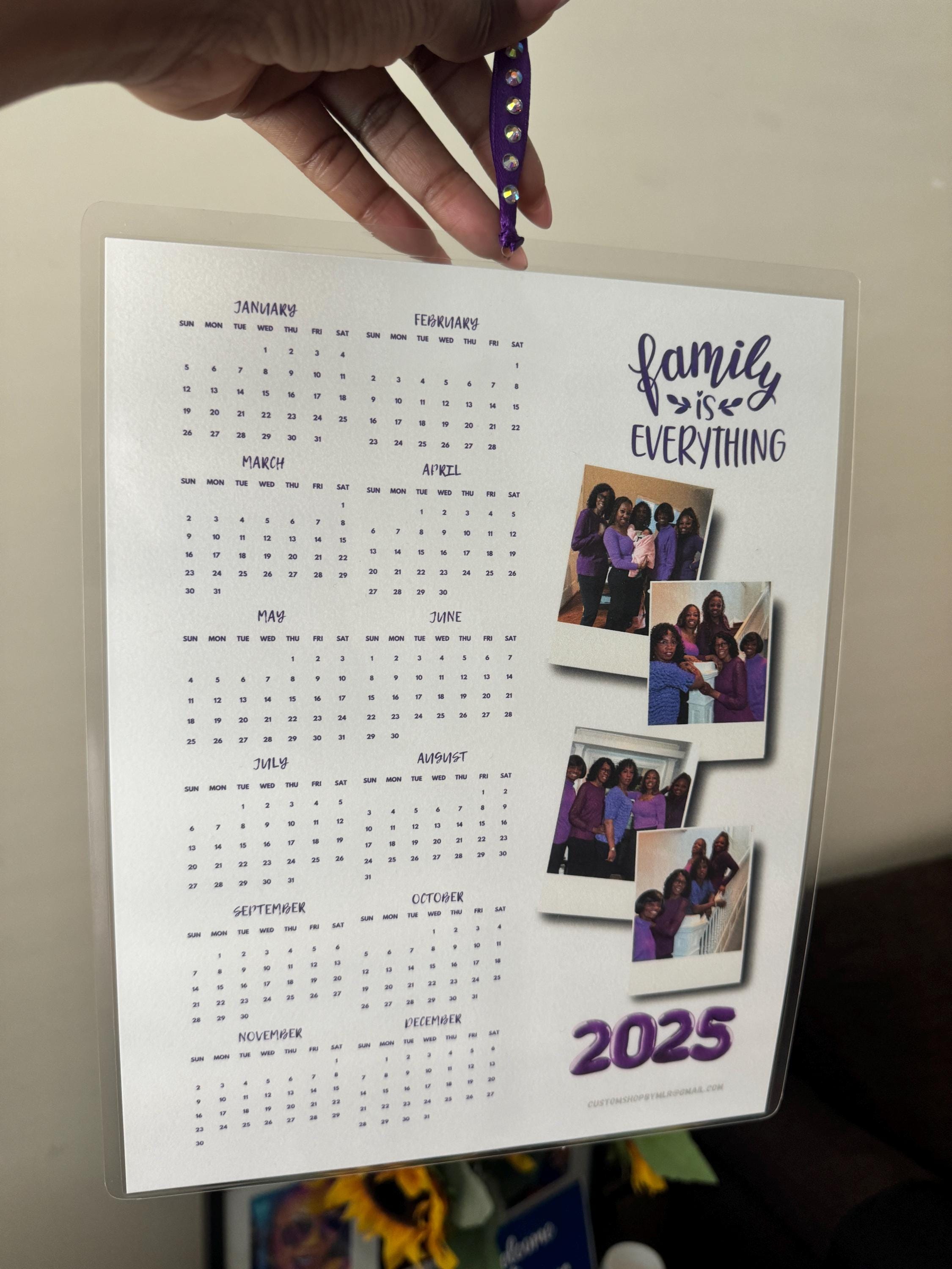 2025 Yearly Custom Family Photo Calendar, Laminated | Year at a Glance ...