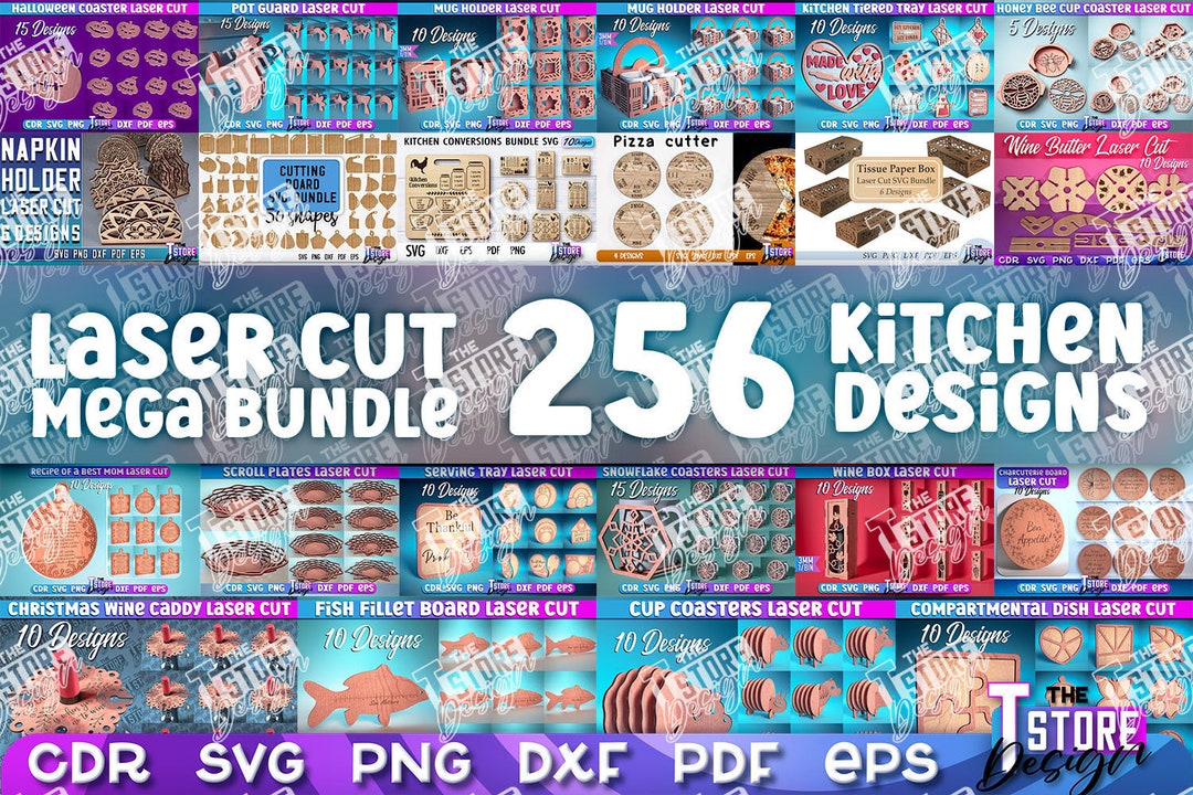 Kitchen Laser Cut Mega Bundle | Coasters CNC Files | Kitchen Mega ...