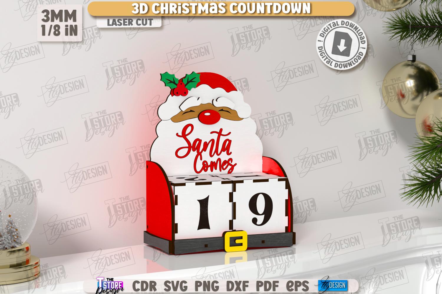 3d Christmas Countdown Laser Cut Bundle, Days Until Christmas Countdown ...