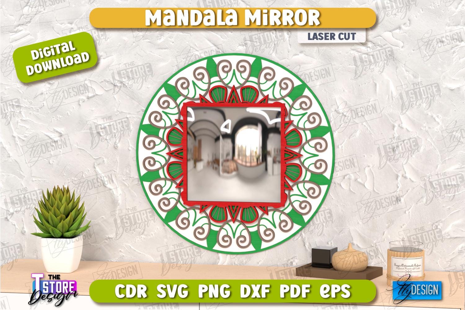 3d Mandala Mirror Frame Laser Cut Bundle, Mandala Laser Cut, Layered ...