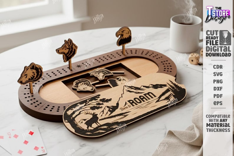 Wooden Cribbage Board Game Laser Cut Bundle, 3d Cribbage Board With ...