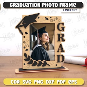 Graduation Photo Frames Laser Cut Bundle, 3D Grad Picture Frames With ...