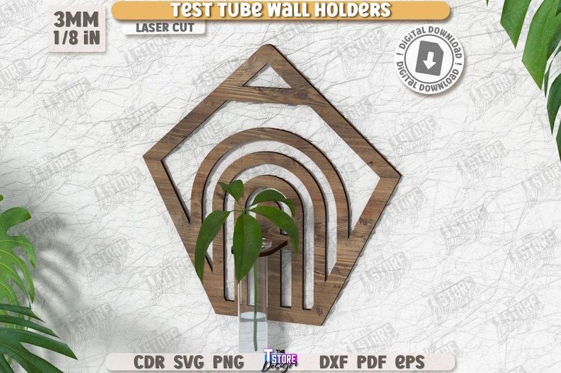 3d Test Tube Wall Holders Laser Cut Bundle, Boho Hanging Wall Plant ...