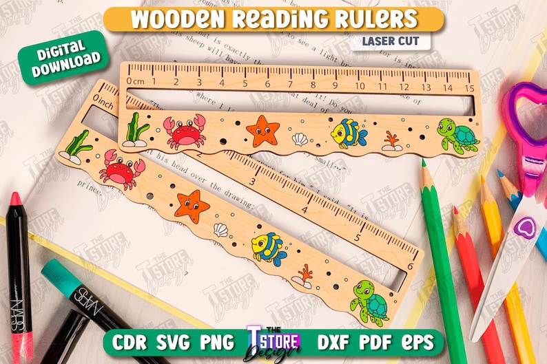 Personalized Wooden Reading Ruler Lasercut Bundle, Wooden Ruler With ...