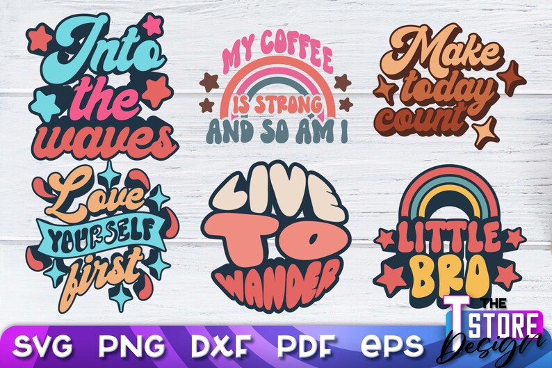 Retro Quotes SVG Bundle Retro Hippie SVG Vintage SVG V.2 - Etsy