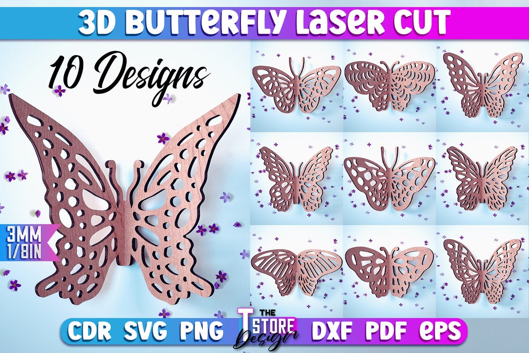 3D Butterfly Laser Cut SVG Bundle | Butterfly Laser Cut SVG Design | CNC Files - Etsy