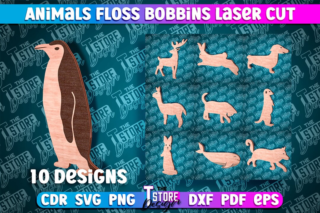 Animals Floss Bobbin Laser Cut Design | Floss Bobbin Laser Design ...