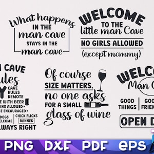 Man Cave Quotes SVG Bundle | Man Rules SVG Design | Funny Man Sayings ...