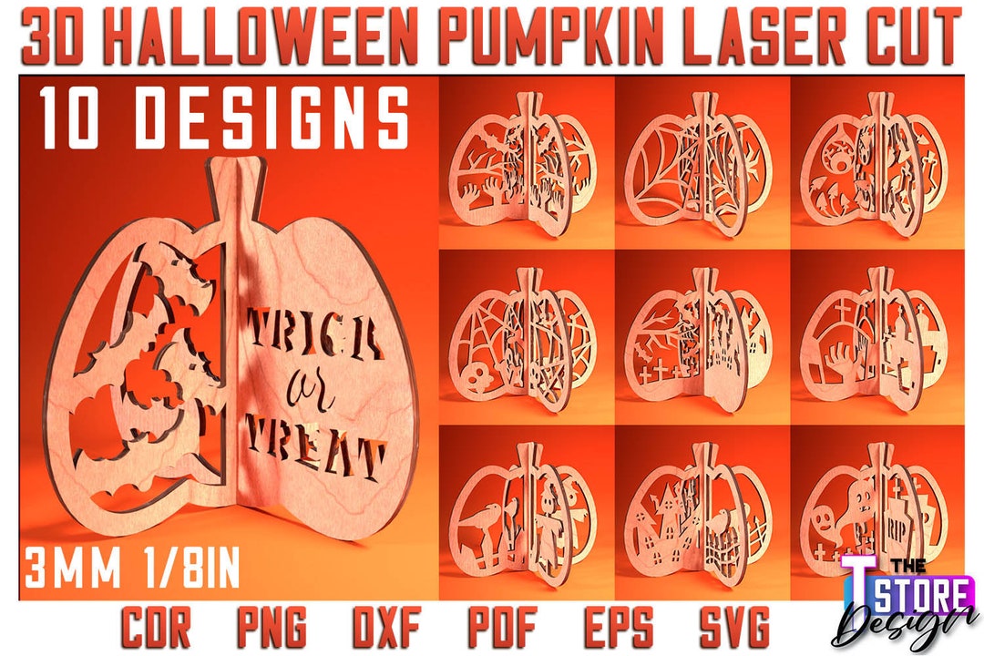 3D Halloween Pumpkin Laser Cut SVG Bundle | Halloween Pumpkin Laser SVG ...