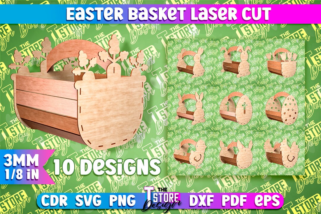 Easter Basket Laser Cut, Easter Gift Basket Laser Cut SVG, Happy Easter ...