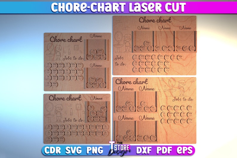 Chore Chart Laser Cut SVG Bundle | Chore Chart SVG Design | Laser Cut ...