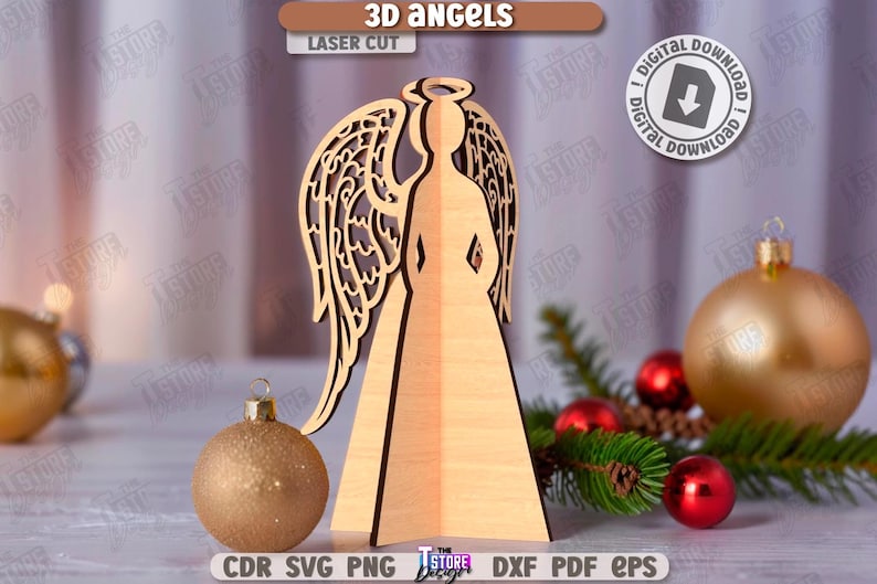 3d Angels Laser Cut Bundle, Christmas Angel Standing Decor Laser Cut ...