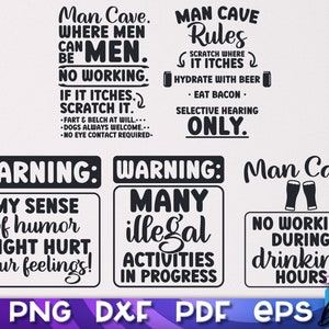 Man Cave Quotes SVG Bundle | Man Rules SVG Design | Funny Man Sayings ...