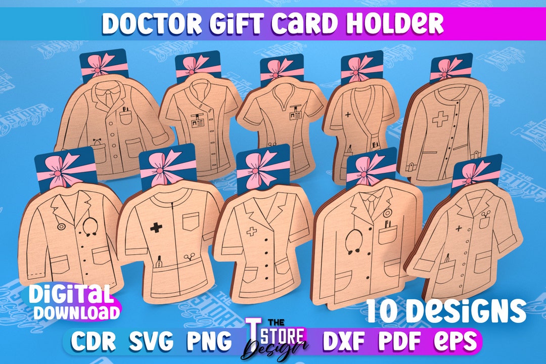 Doctor Gift Card Holder Laser Cut SVG Bundle | Nurse Card Holder ...