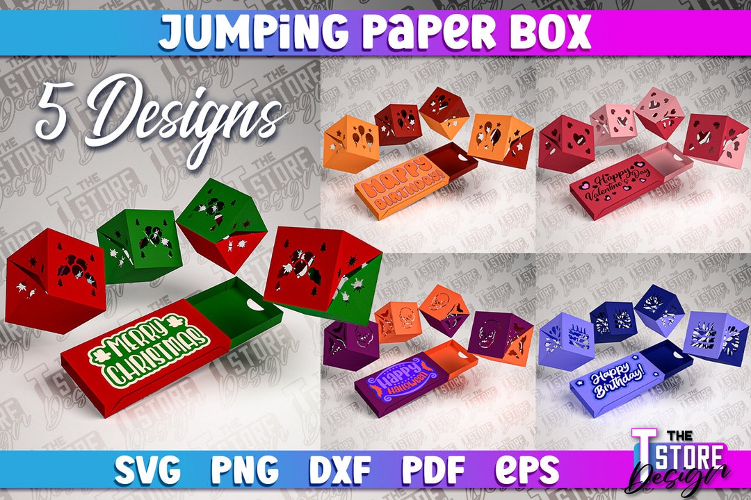 Jumping Paper Box SVG Bundle | Paper Crafts |pop up Gift Box SVG ...