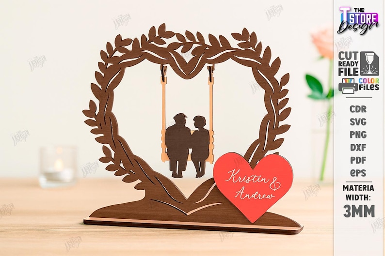 3d Love Tree Couple Laser Cut Bundle, Personalized Couple Valentine on ...