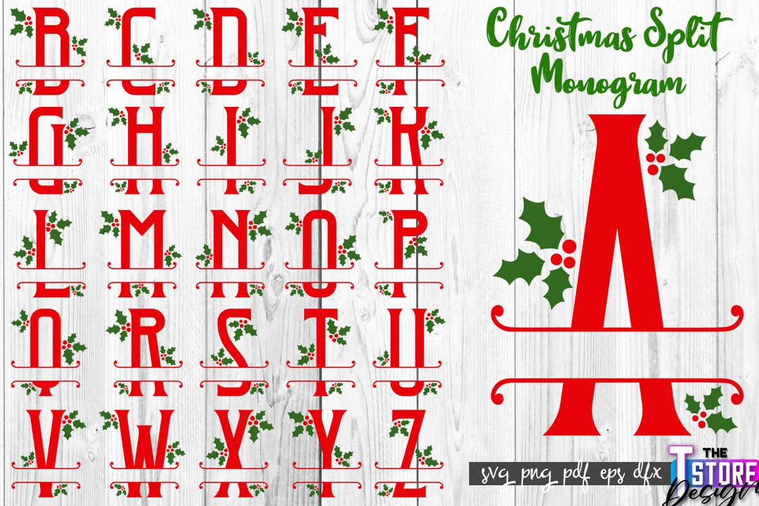 Christmas Split Monogram SVG Bundle Christmas Crafts Christmas Design V ...