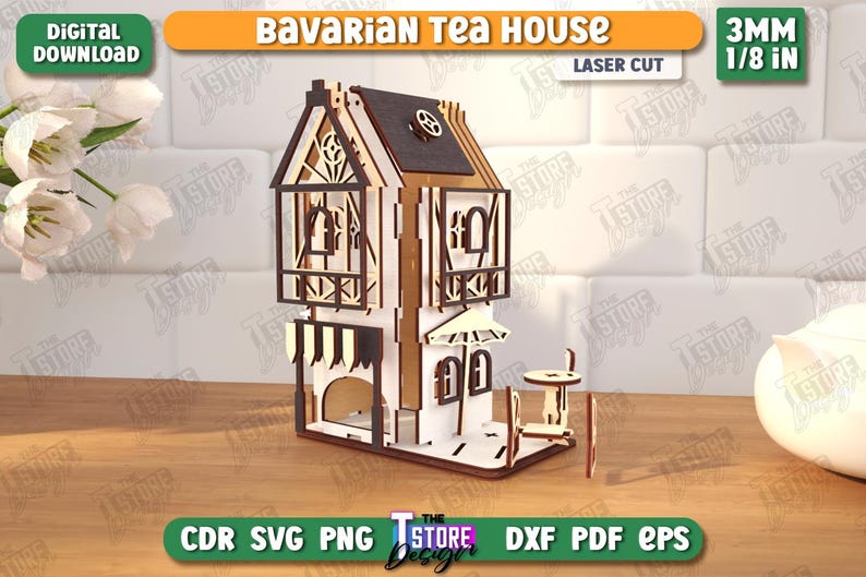 Bavarian Tea Houses Laser Cut Bundle, Tea Bag Dispenser, Bavarian House ...