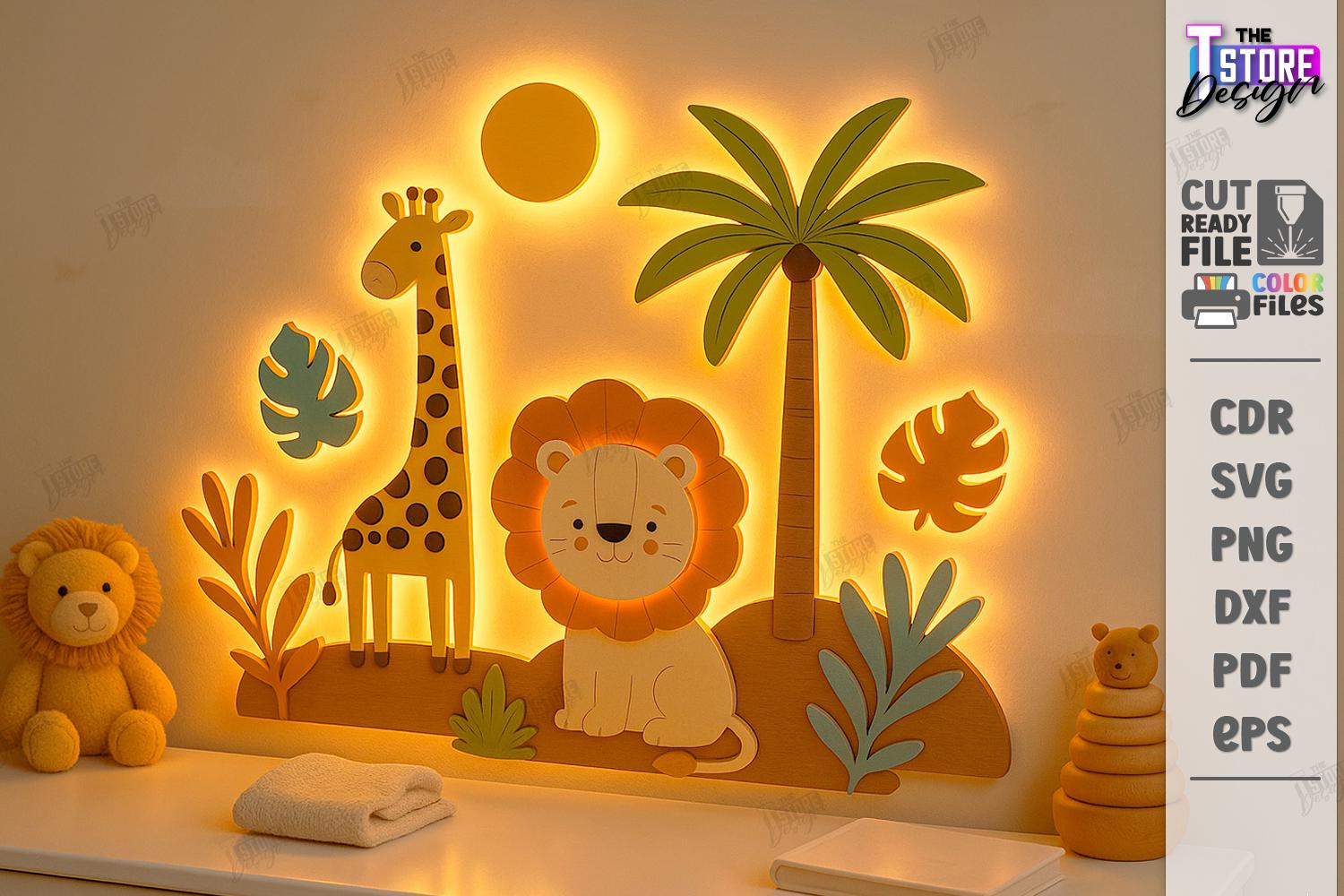 3d Kids Nursery Luminous Wall Decor Laser Cut Bundle, Kids Led Night ...