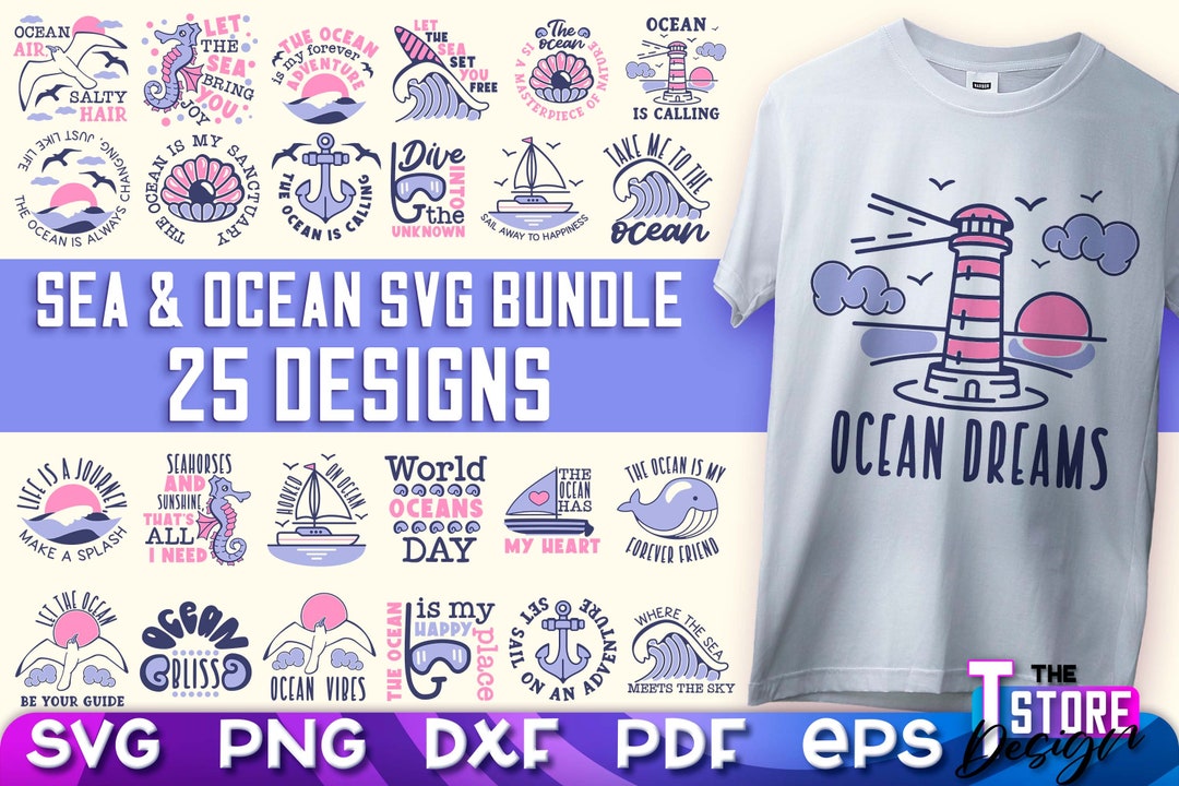 Sea & Ocean SVG Bundle Ocean Design SVG Funny Sea Quotes V.1 - Etsy