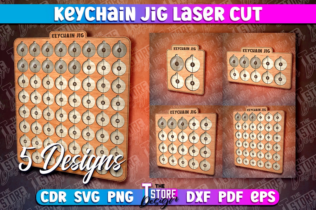Keychain Jig Laser Cut SVG Bundle | Keychain Engraver SVG File | Wooden ...