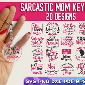 Sarcastic Mom Keychain SVG Bundle | Funny Mom Keychain Quotes SVG - Etsy
