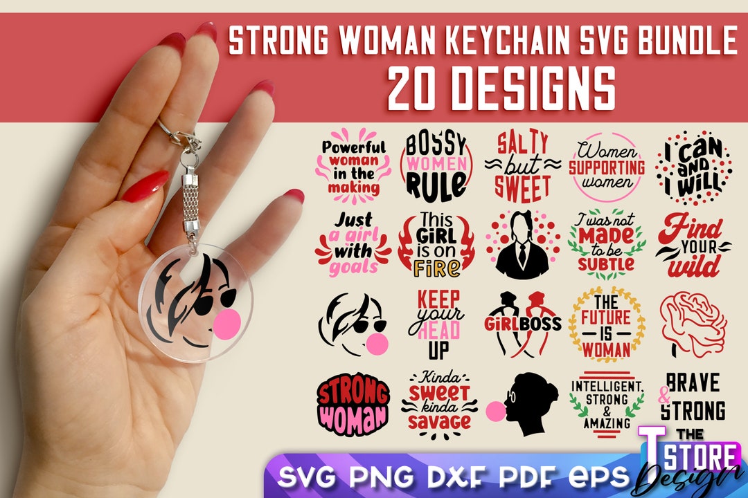 Strong Woman Keychain SVG Bundle Woman Power SVG Round - Etsy