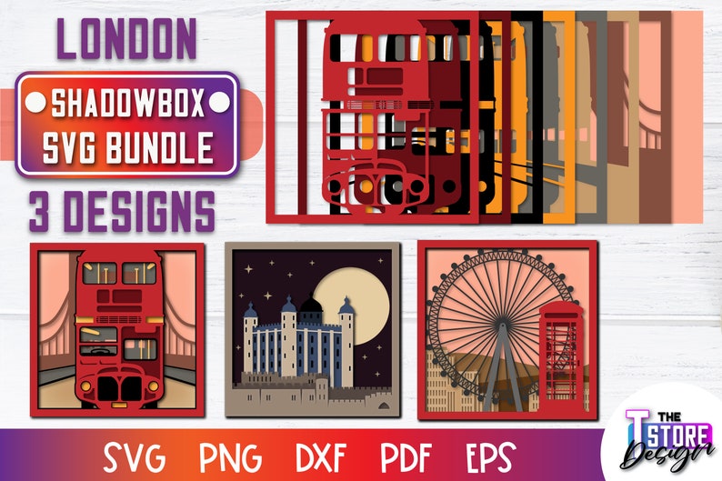 London Shadow Box SVG London Paper Cut Bundle SVG - Etsy