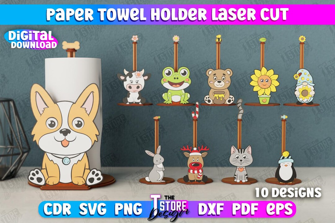 Paper Towel Holder Laser Cut Bundle, Roll Paper Towel Holders, Kitchen ...