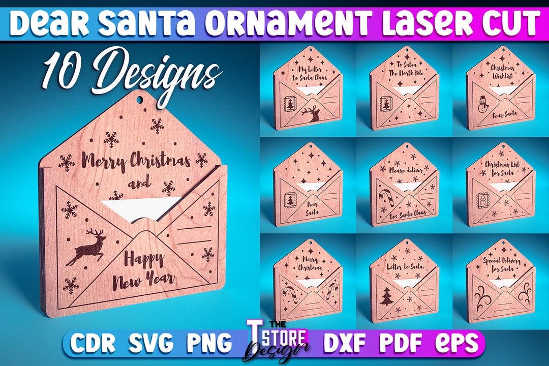 Dear Santa Ornament Laser Cut SVG | Christmas Laser Cut SVG Design ...