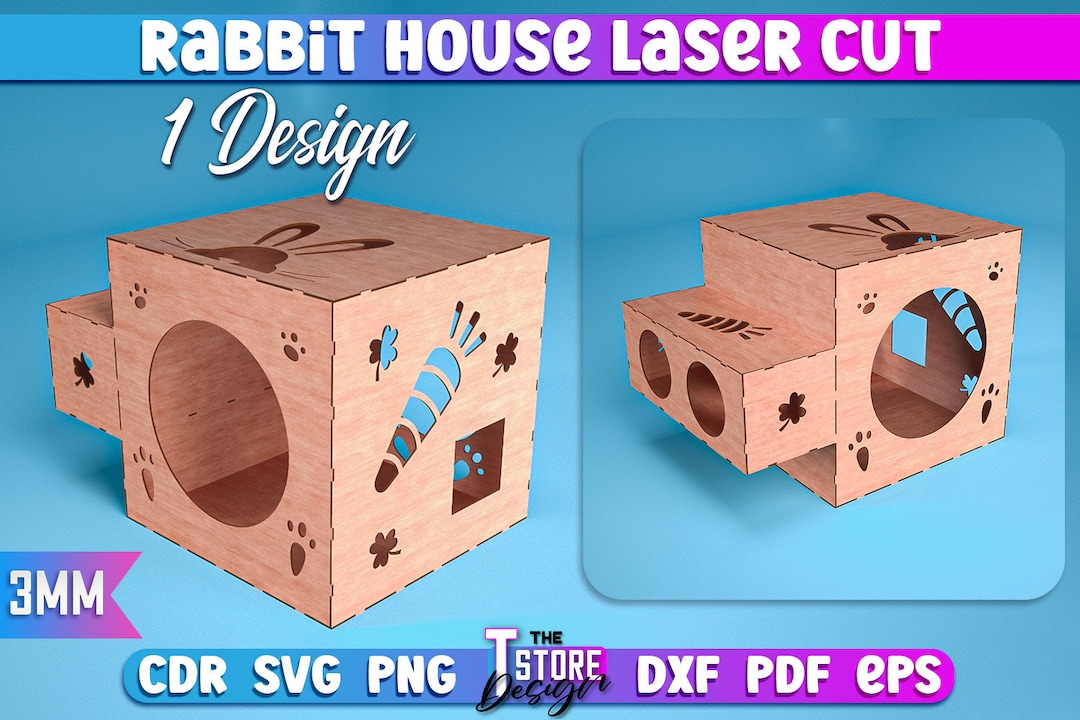 Rabbit House DXF | Laser Cut Bunny House DXF - Etsy