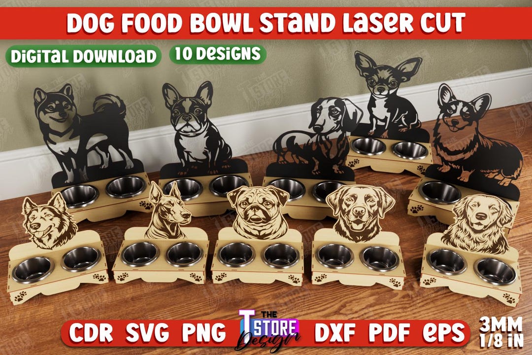 Dog Food Bowl Stand Laser Cut Bundle, Pet Bowls Stand Laser Cut, Pet ...