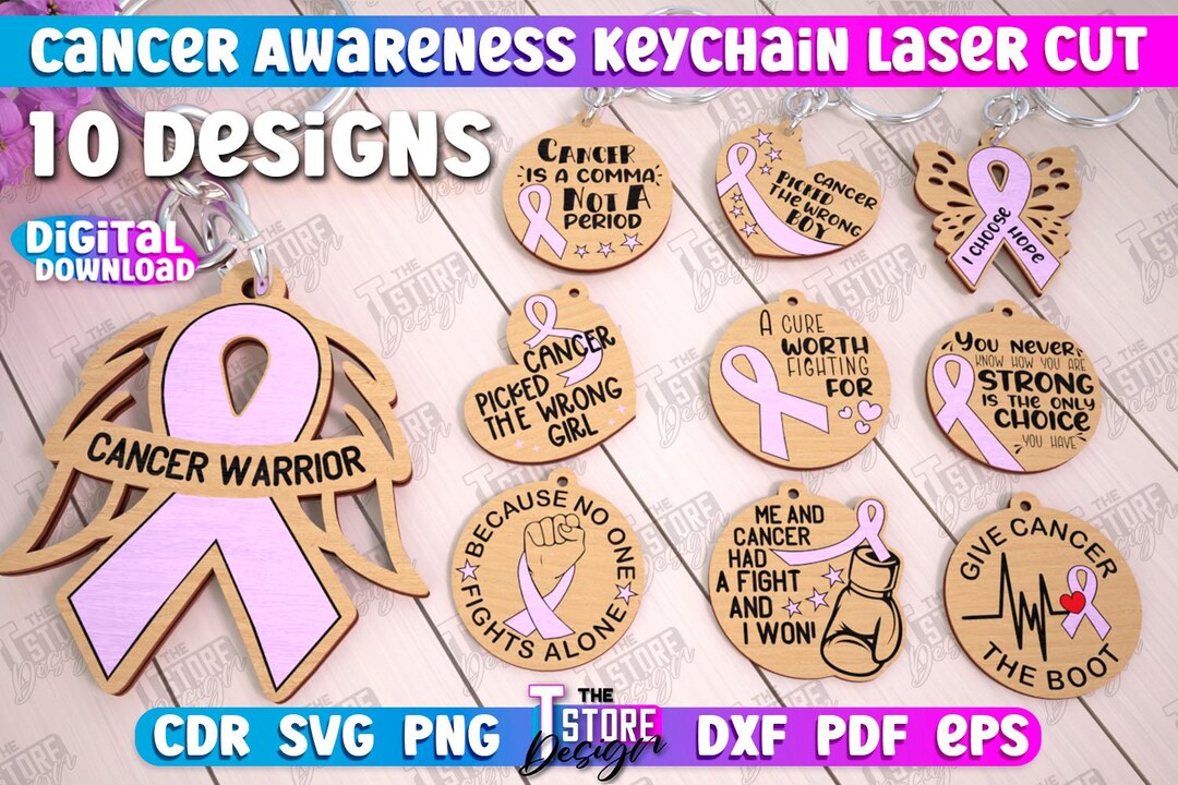 Cancer Awareness Keychain Laser Cut Bundle, Healthcare Keychain ...