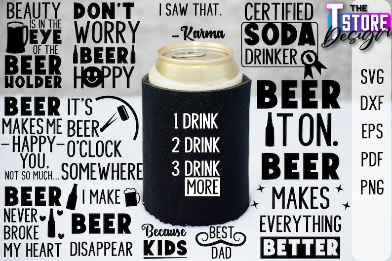 Can Holder SVG Bundle | Can Coolers Design SVG | Funny Quotes V.1 - Etsy