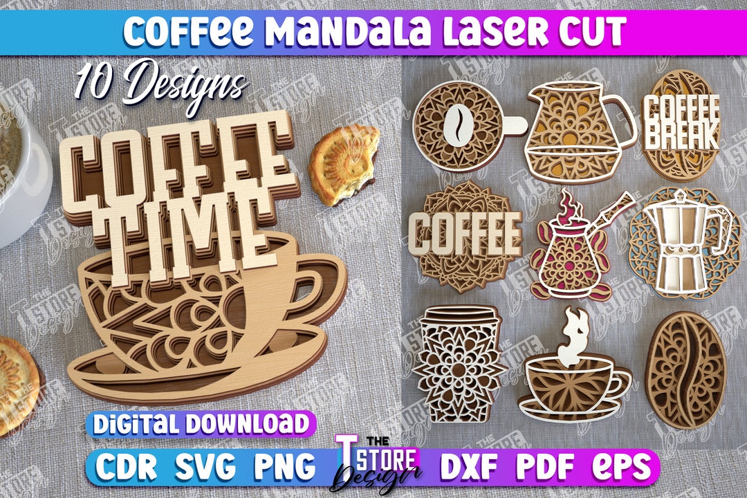 Coffee Mandala Lasercut, 3D Mandala Wall Art, Laser Cut Mandala ...